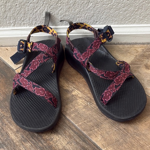 Chaco | Shoes | Chaco Blue And Purple Sandals With Yellow Leopard Print ...